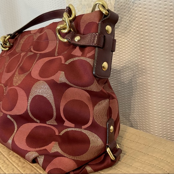 Coach | Bags | Coach Metallic Signature Brooke Tote Bag Id F804 Size 13 ...